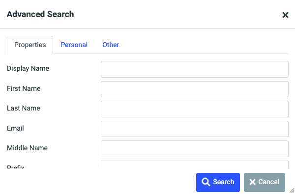 Click Search and the contacts that match your search criteria display ...